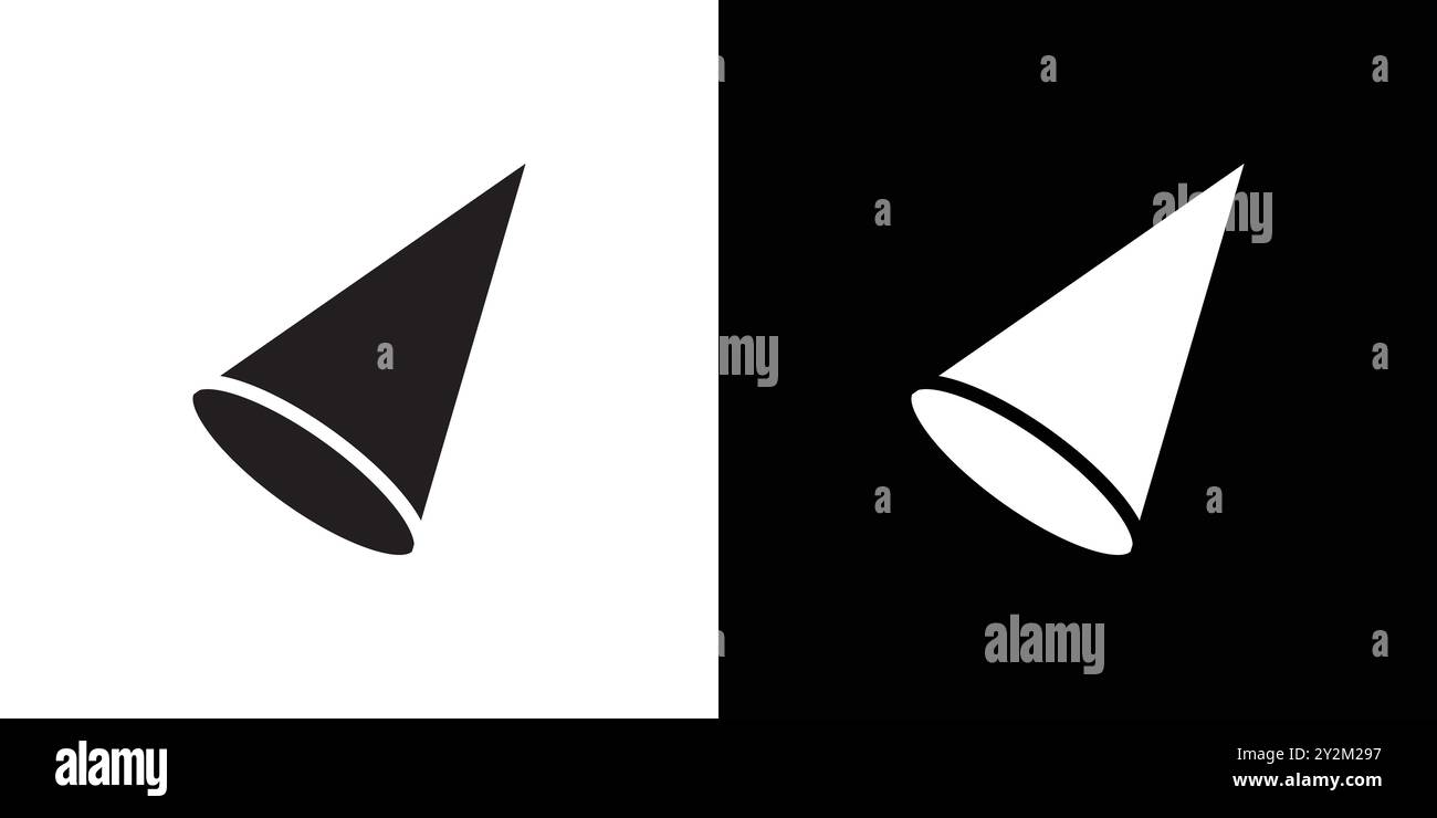 Cone shape 3D icon Black line art vector in black and white outline set ...