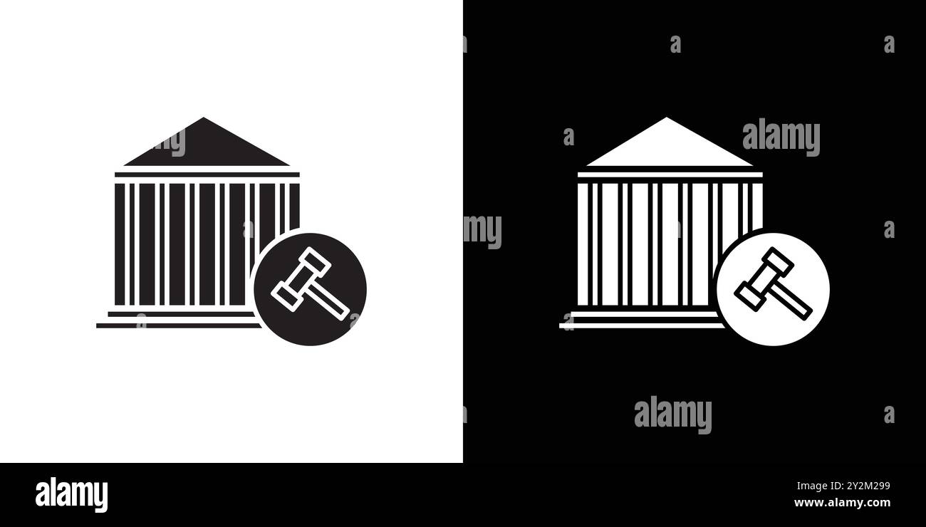 Court judgement icon Black line art vector in black and white outline ...