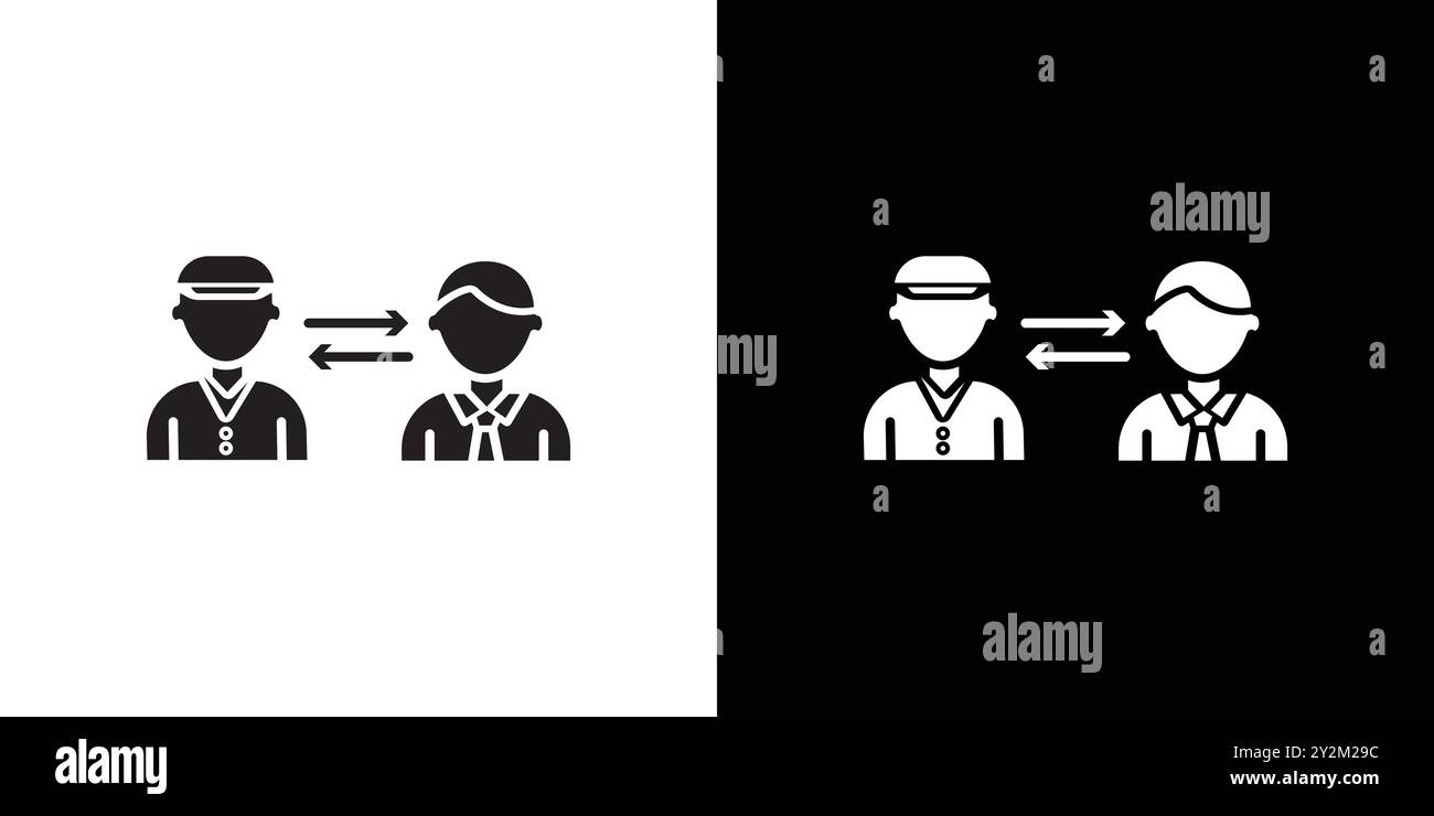 coaching icon Black line art vector in black and white outline set ...