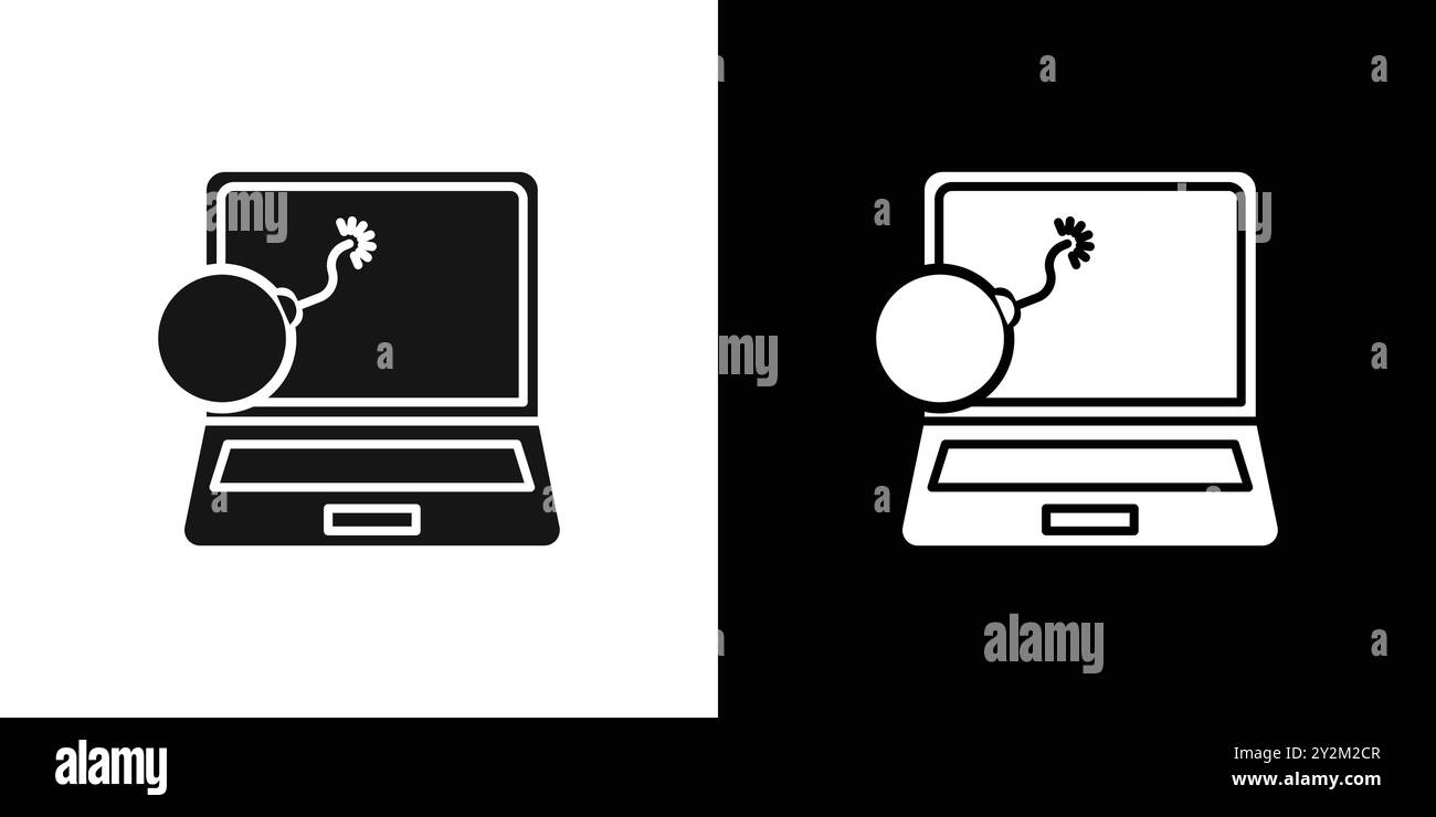 Ddos icon Black line art vector in black and white outline set ...