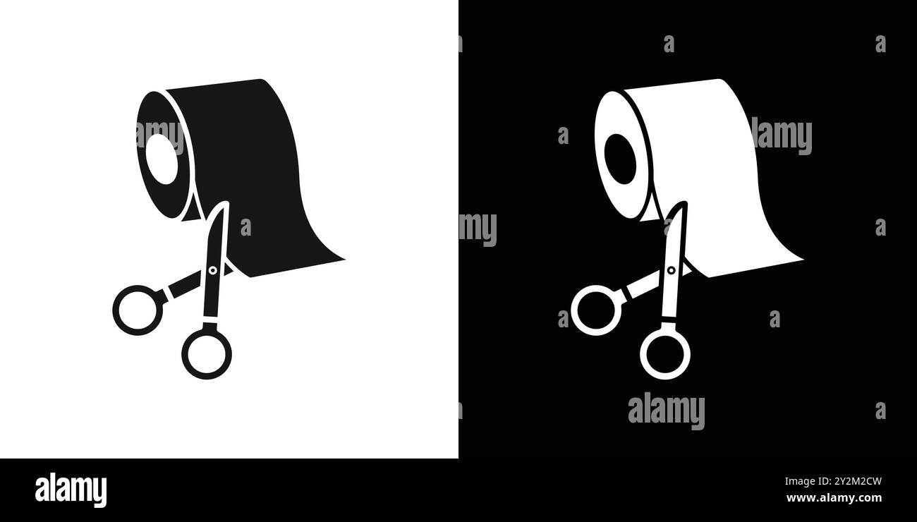 Cut roll of fabric icon Black line art vector in black and white ...