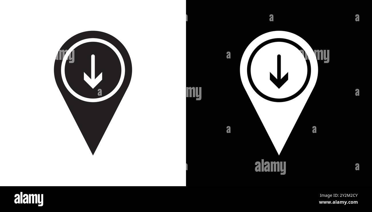 Download GPS map location icon Black line art vector in black and white ...