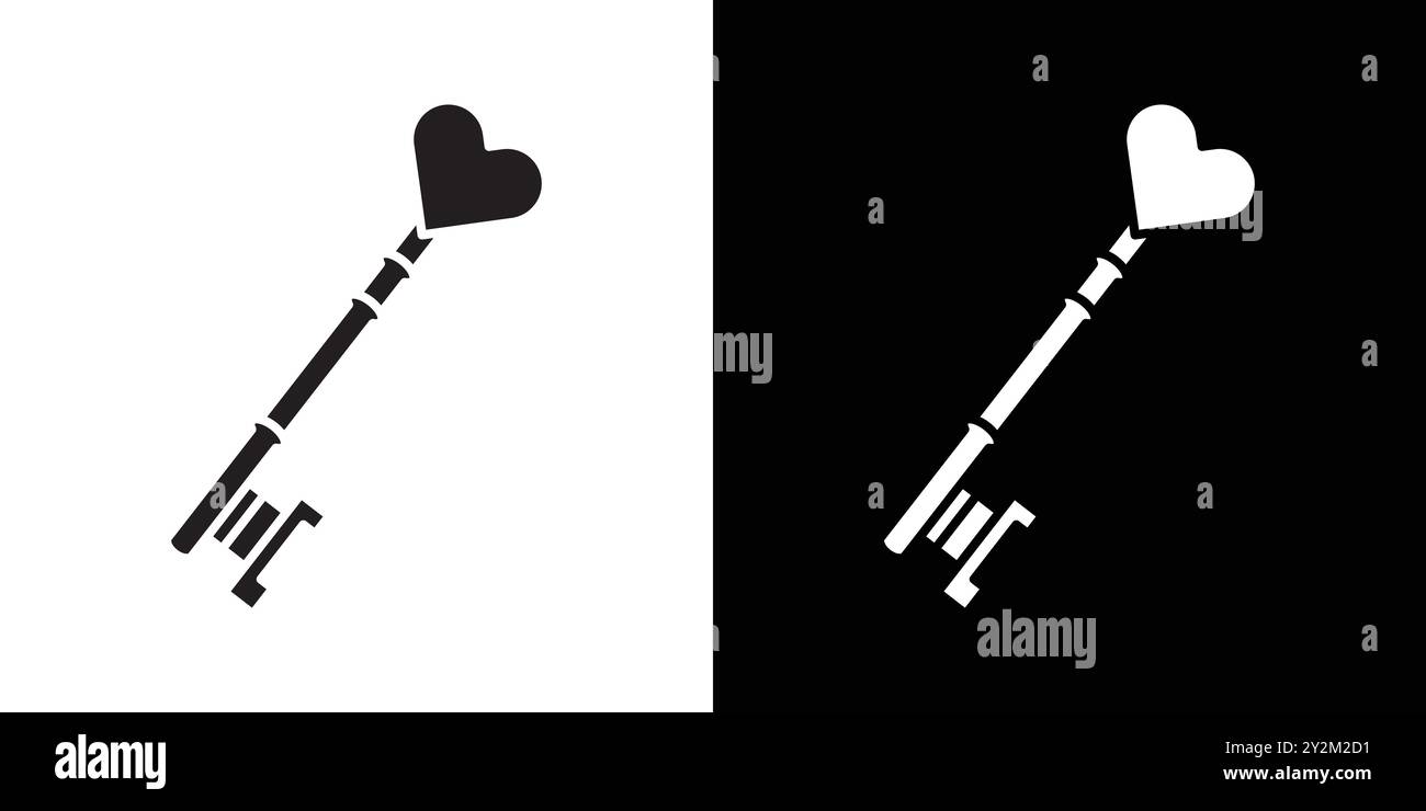 Love key icon Black line art vector in black and white outline set ...