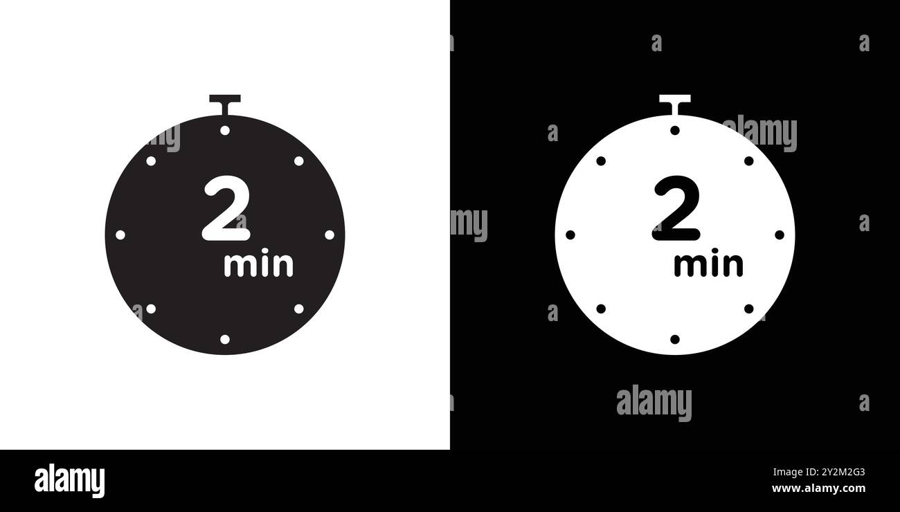 Minute timer icon Black line art vector in black and white outline set ...