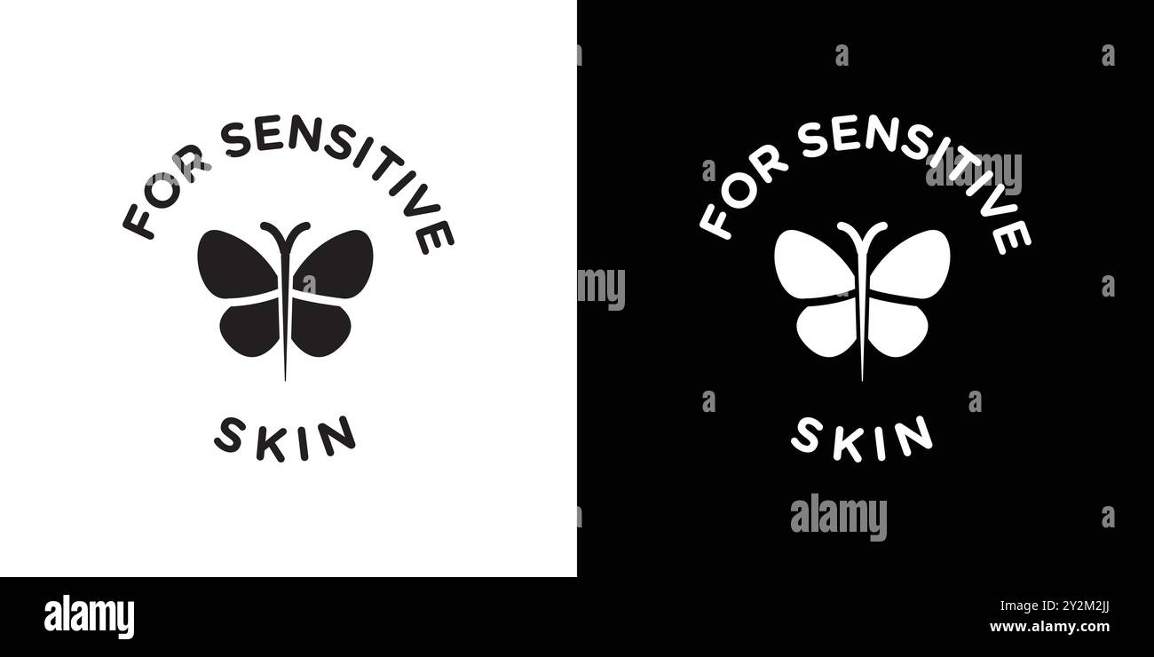 For sensitive skin icon Black line art vector in black and white ...