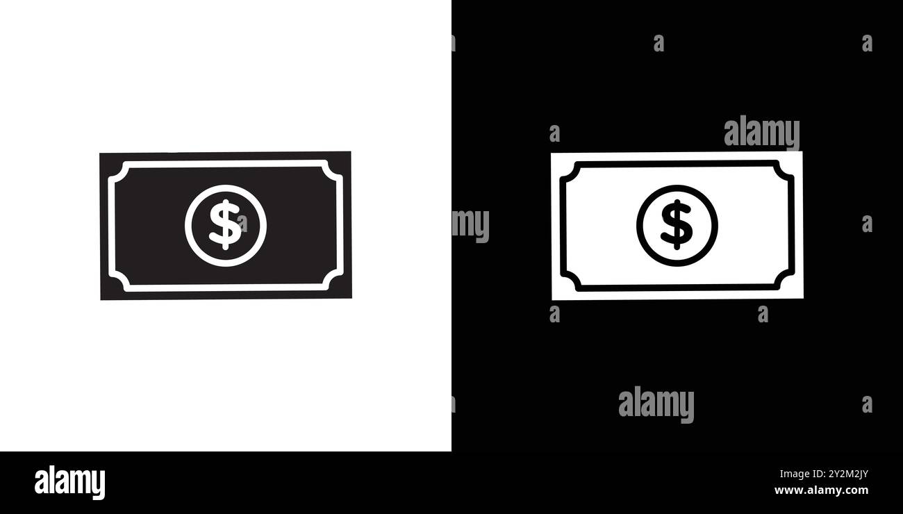 Dollar banknote money icon Black line art vector in black and white ...