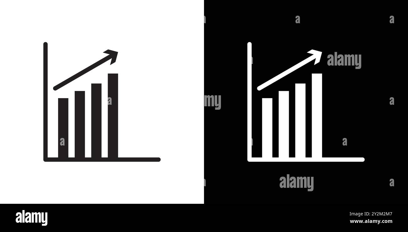 Increase chart icon Black line art vector in black and white outline ...