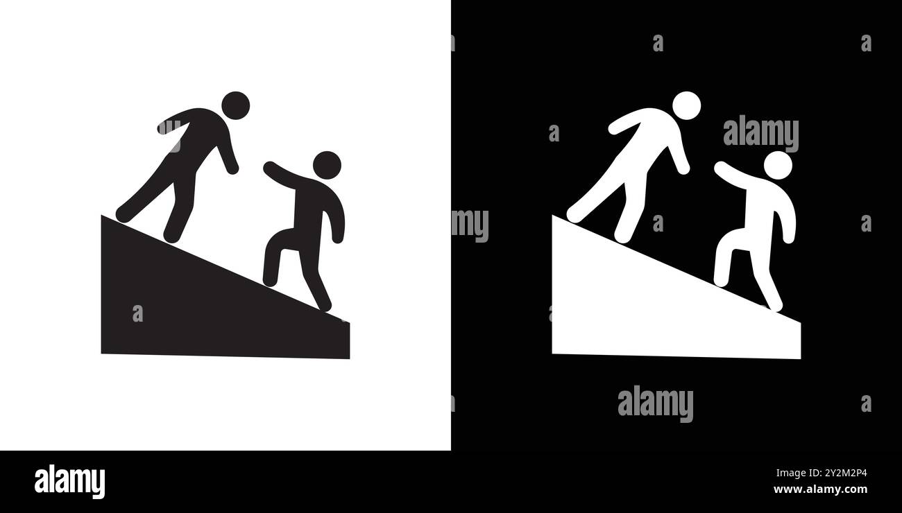 Person help someone icon Black line art vector in black and white ...