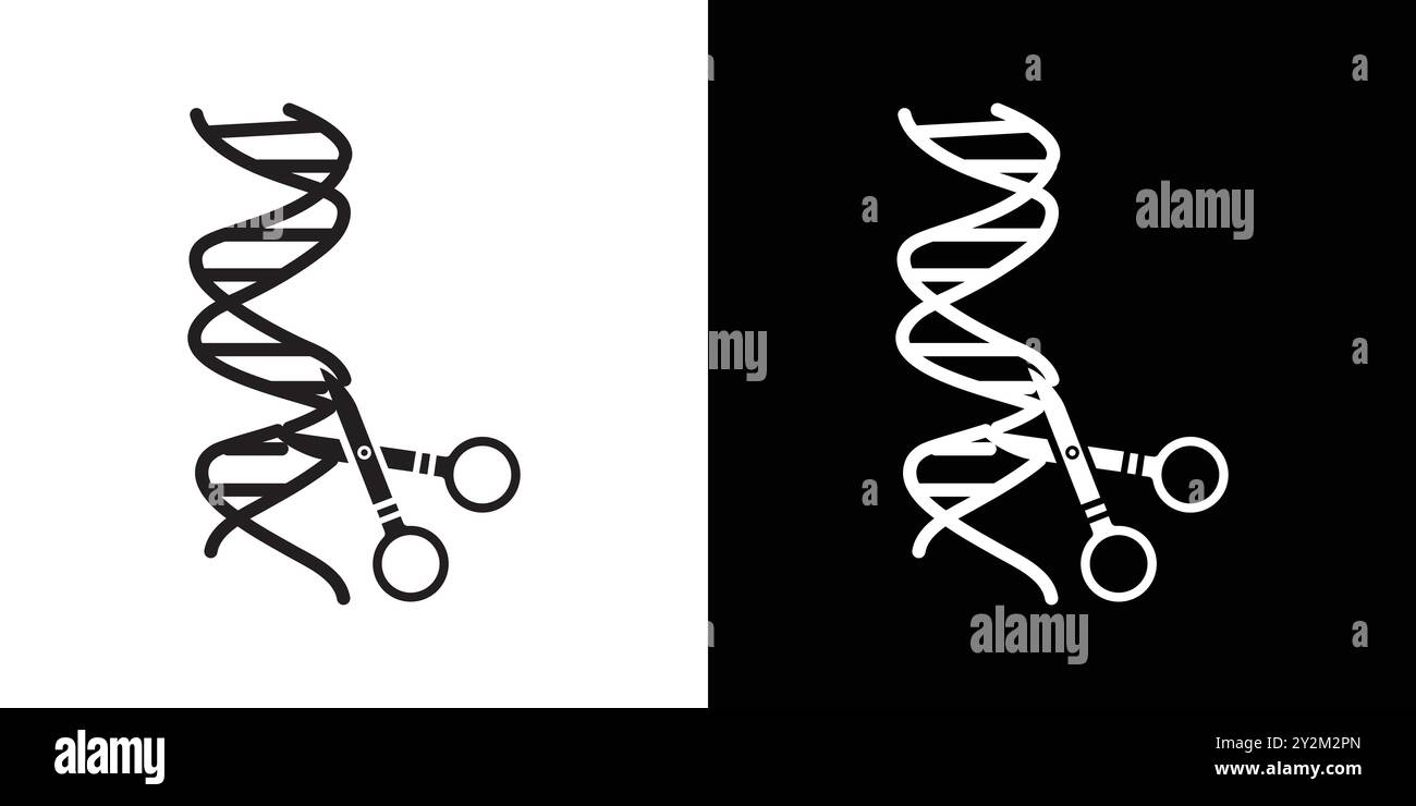 genome editing icon Black line art vector in black and white outline ...