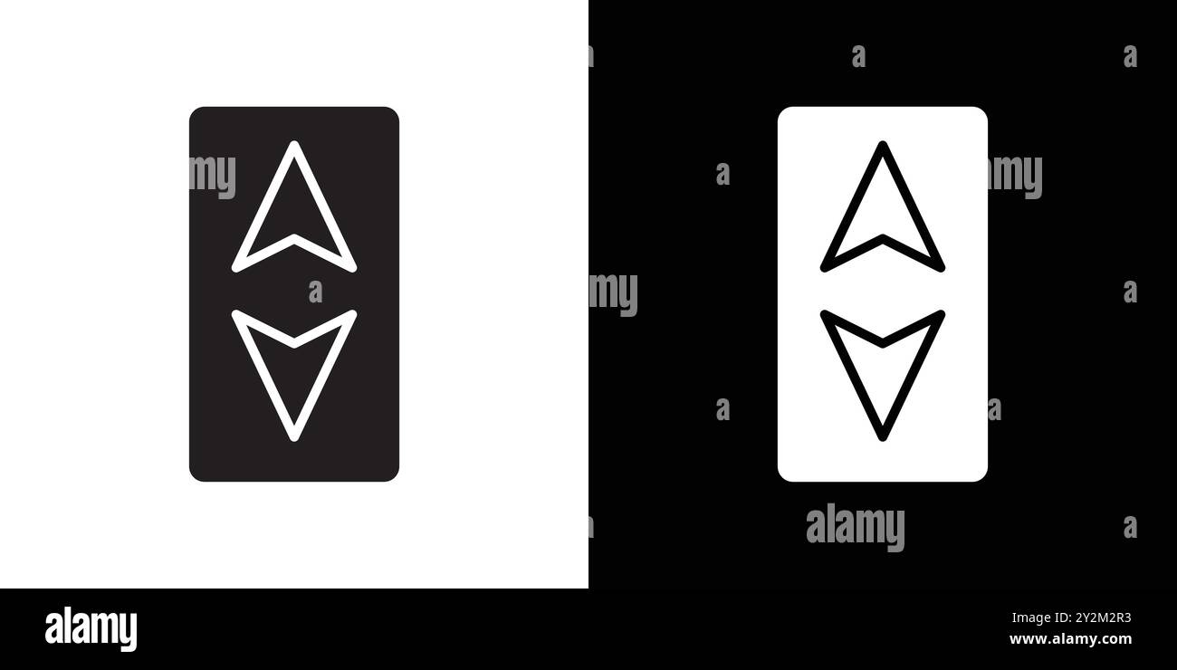 Elevator, lift button icon Black line art vector in black and white outline set collection sign ...