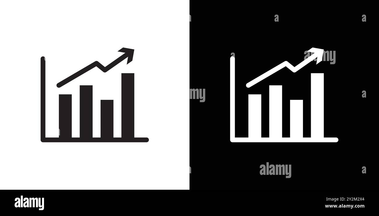 Increase chart icon Black line art vector in black and white outline ...