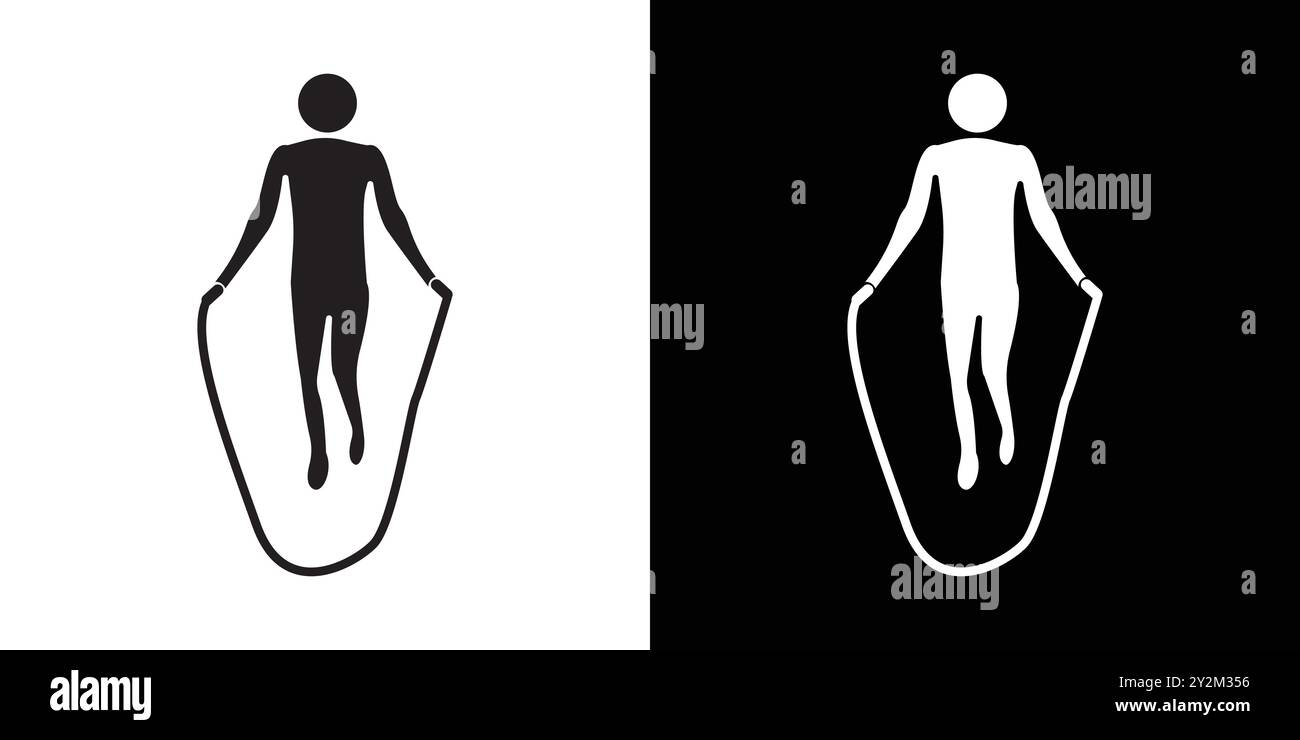 Man jumping with skipping rope icon Black line art vector in black and ...