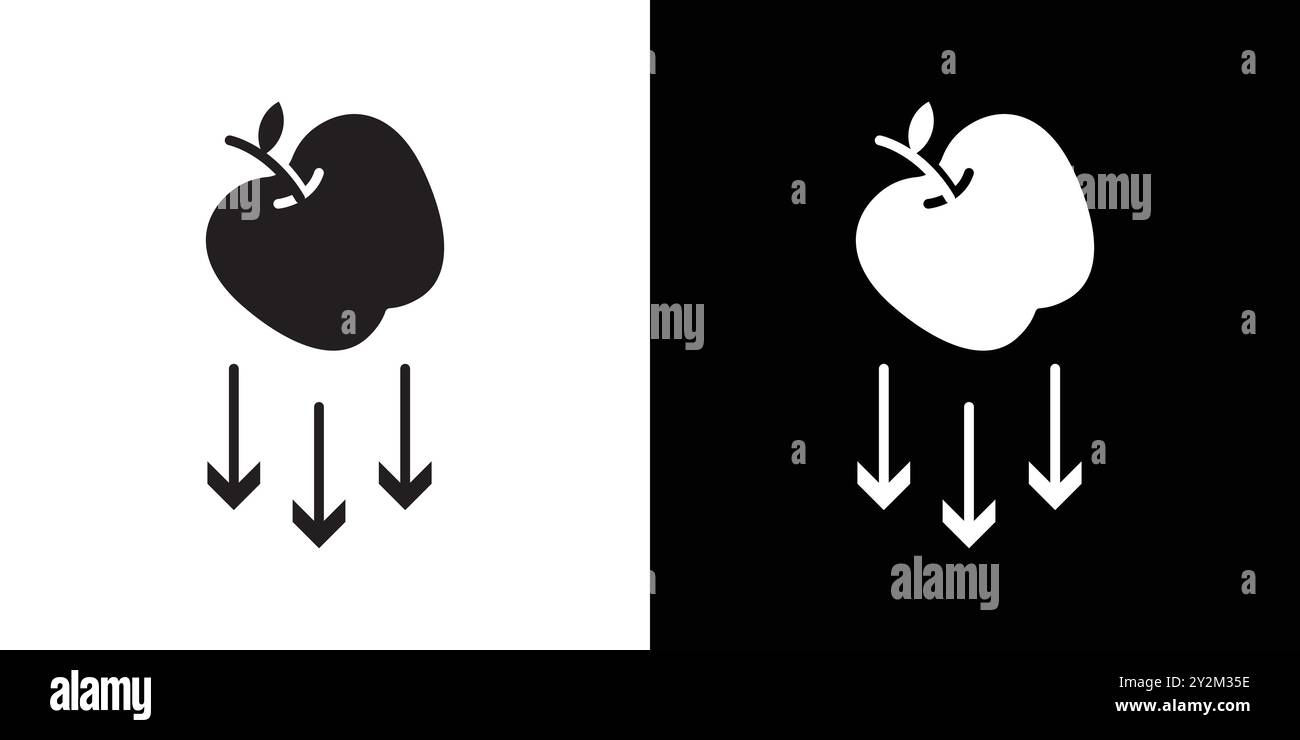 Gravity icon Black line art vector in black and white outline set ...