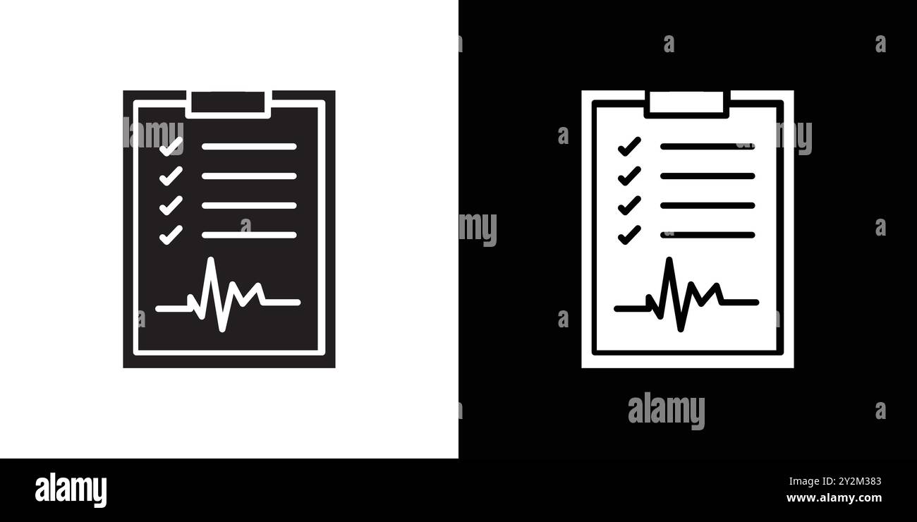 Medical report icon Black line art vector in black and white outline ...