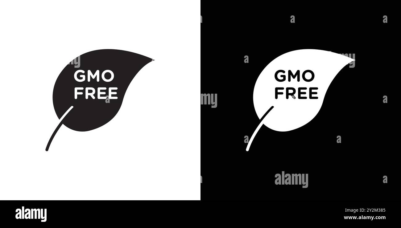gmo free icon Black line art vector in black and white outline set collection sign Stock Vector ...
