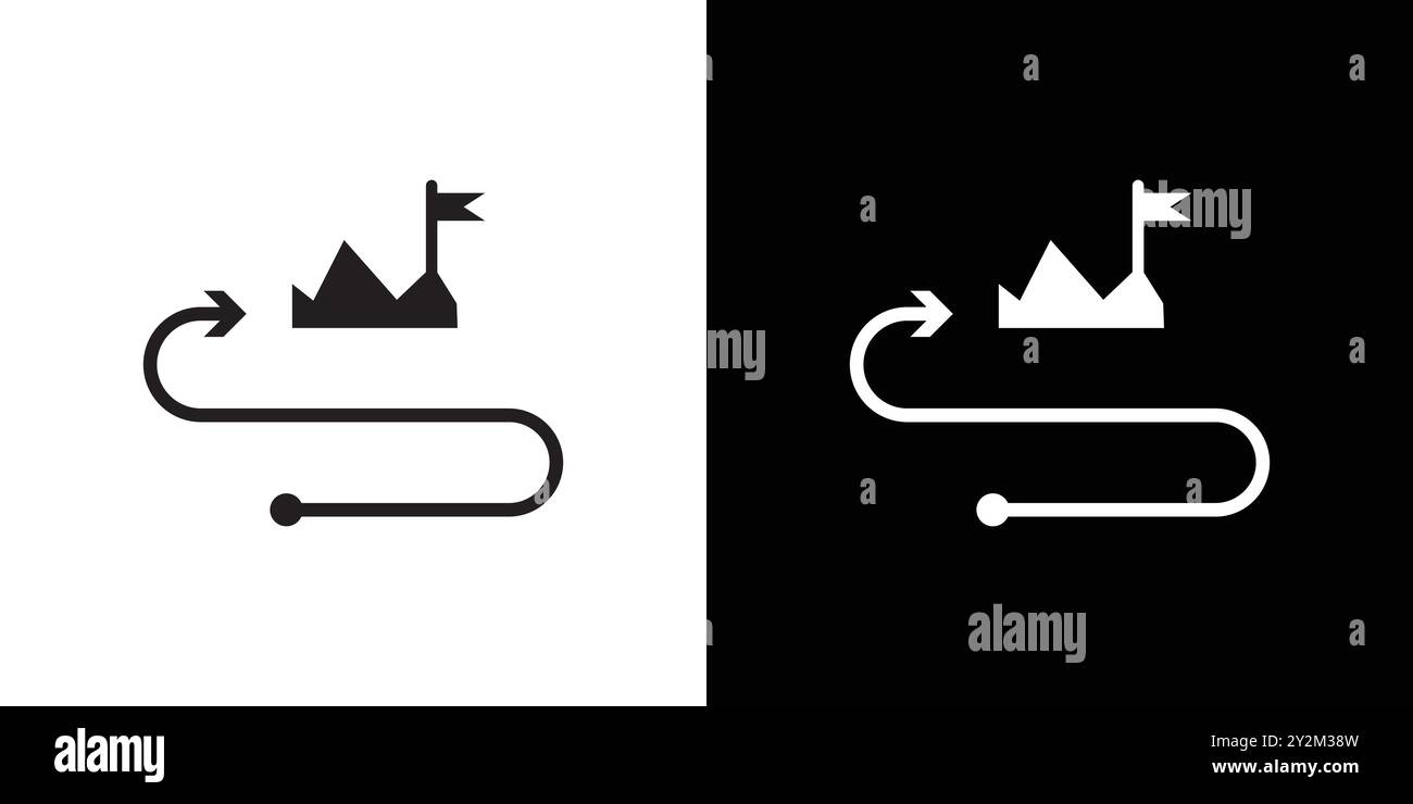 Mission Path icon Black line art vector in black and white outline set ...