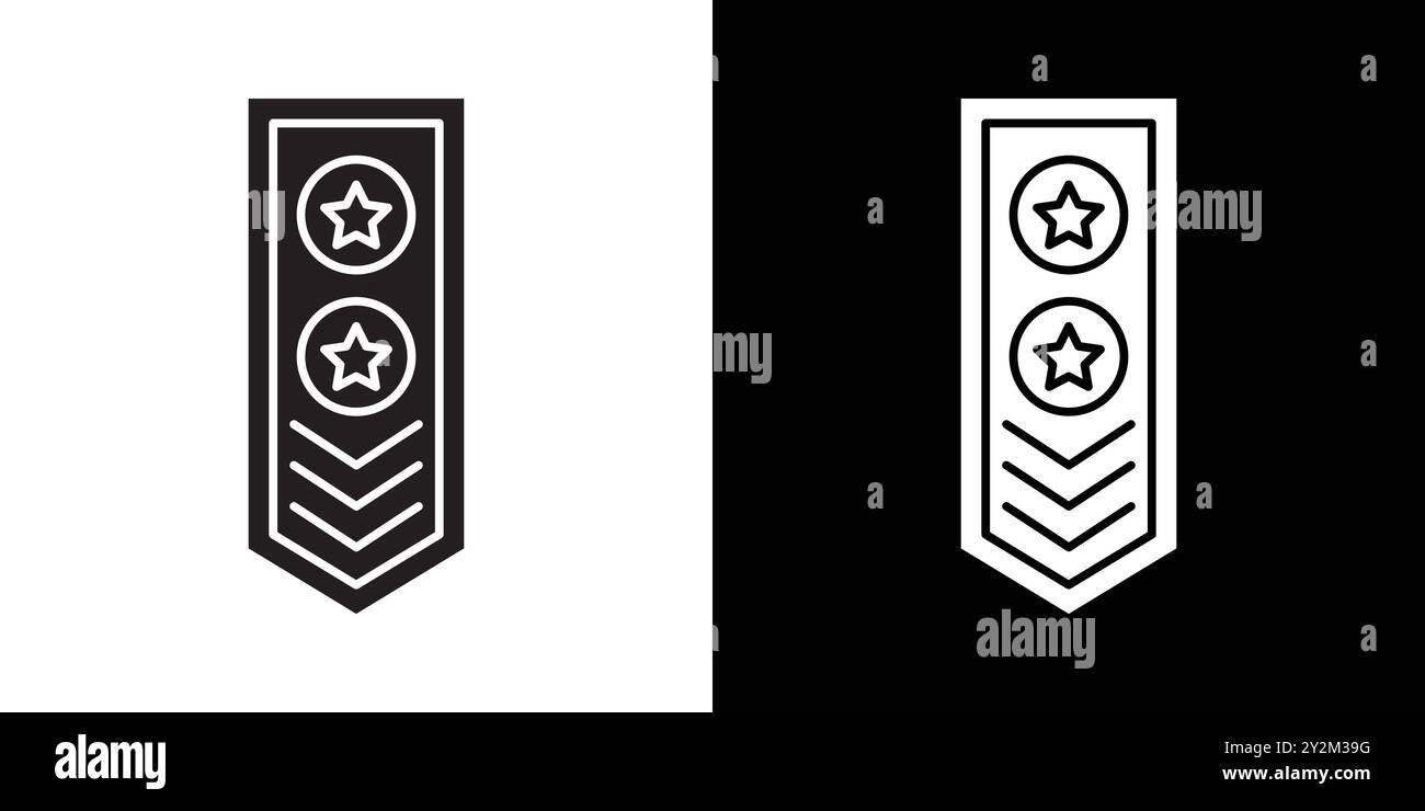 Military Rank icon Black line art vector in black and white outline set collection sign Stock ...