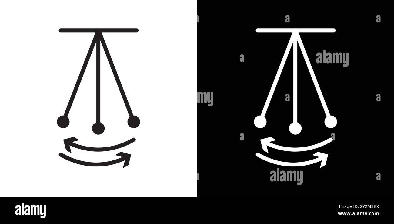 Oscillation icon Black line art vector in black and white outline set collection sign Stock ...