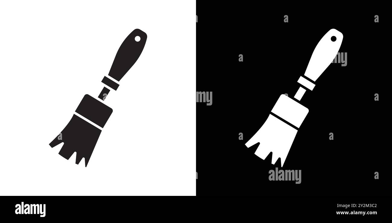 Paintbrush icon Black line art vector in black and white outline set ...