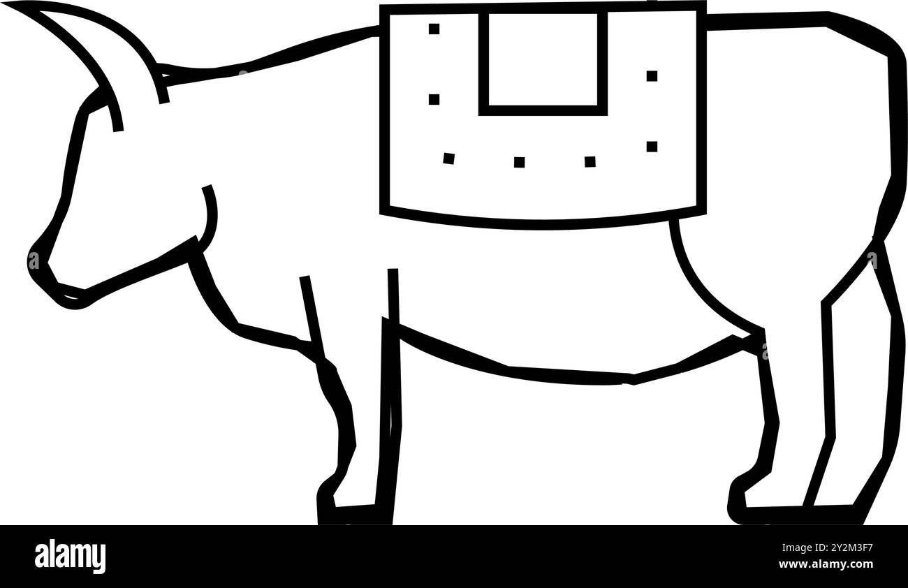 cow sacred animal hinduism line icon vector illustration Stock Vector ...