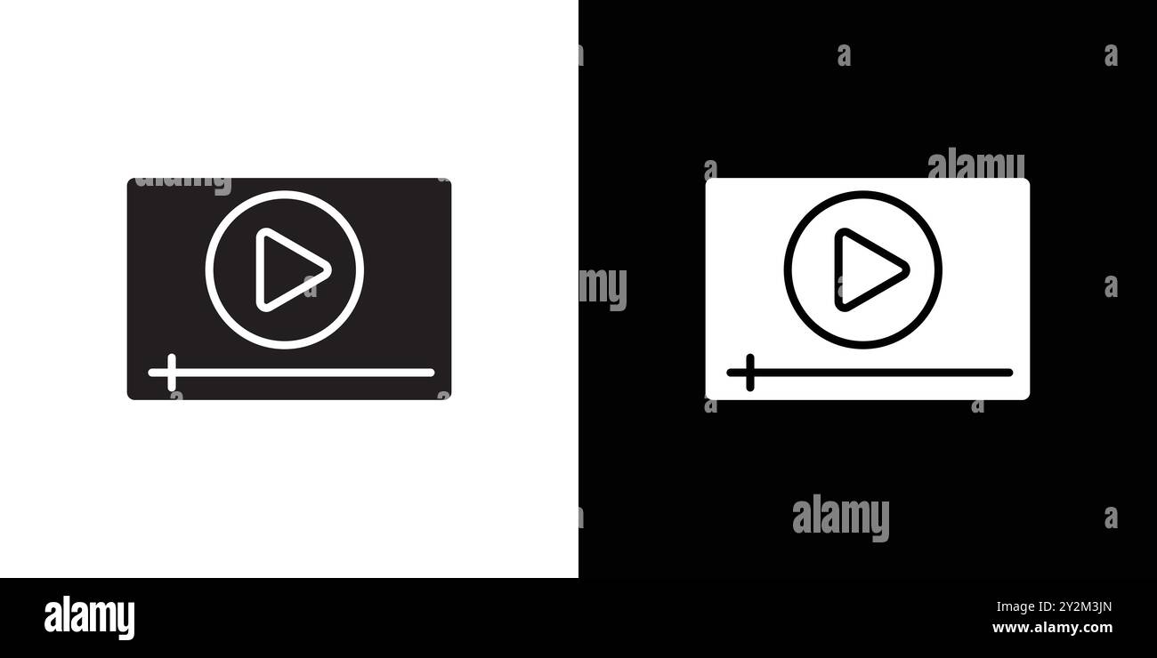 Media player icon Black line art vector in black and white outline set ...