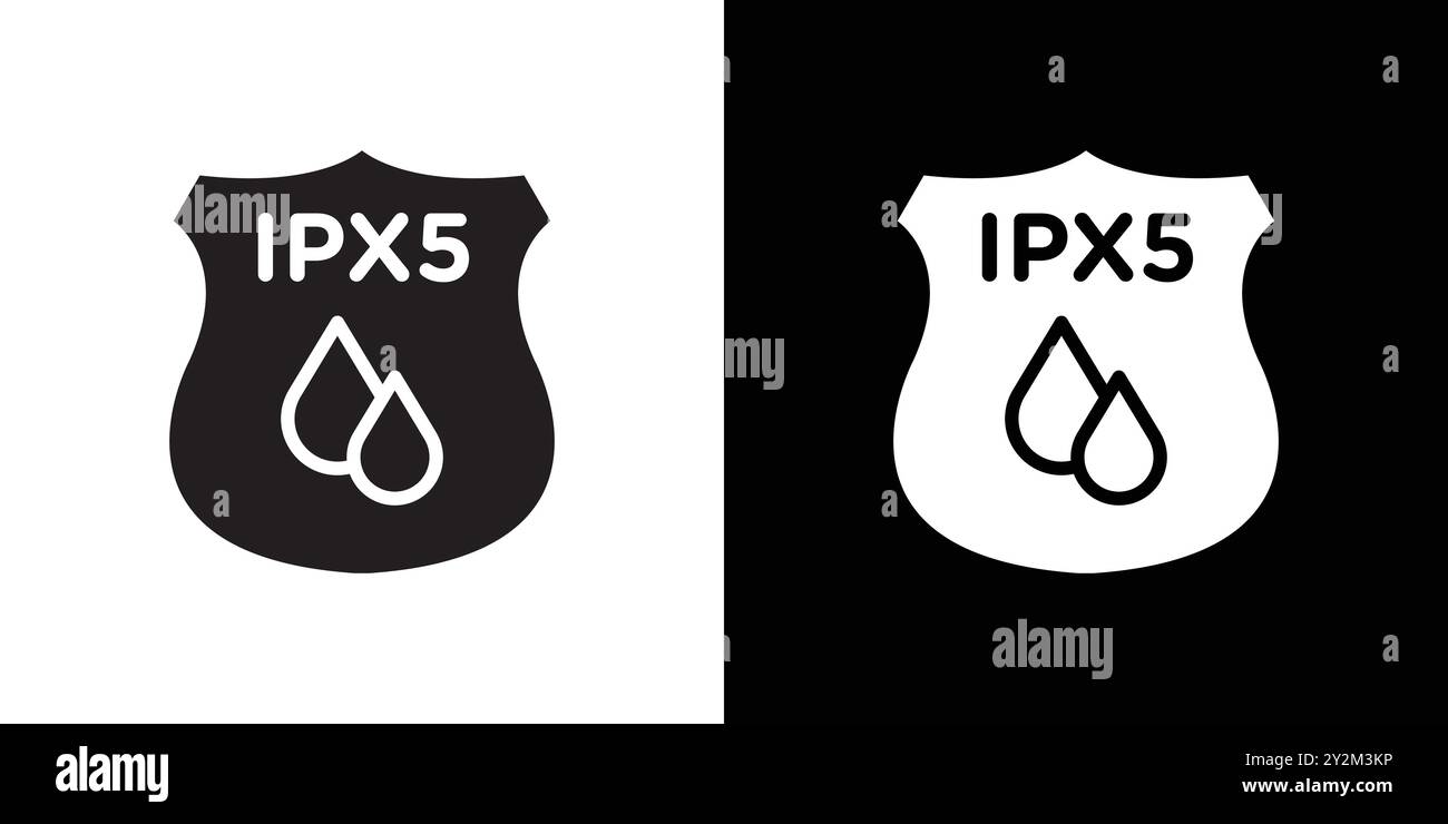 Ipx5 waterproof icon Black line art vector in black and white outline ...