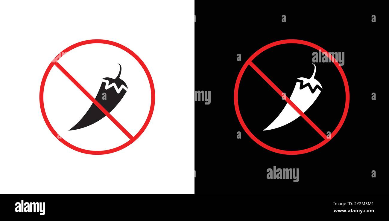 No spicy hot chilli icon Black line art vector in black and white ...