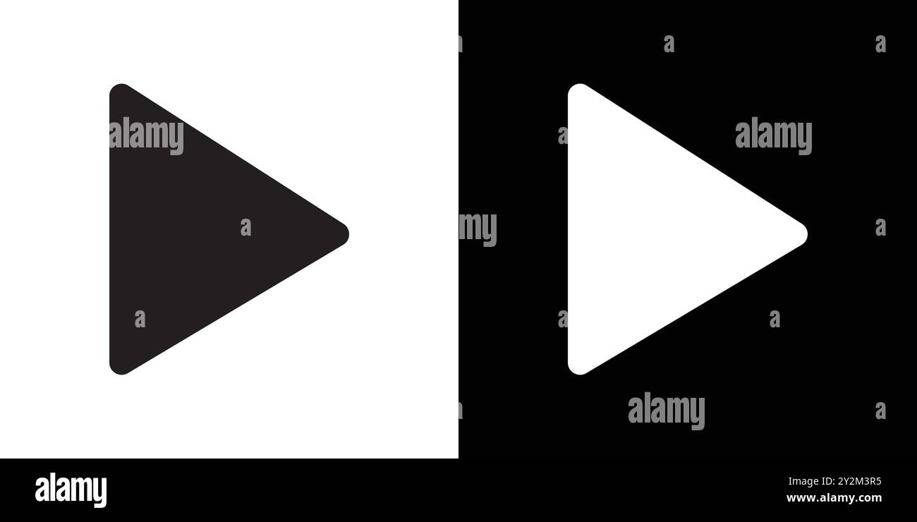 Play button icon Black line art vector in black and white outline set ...