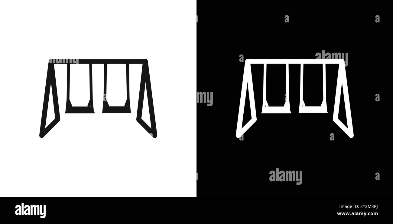 swing icon Black line art vector in black and white outline set ...
