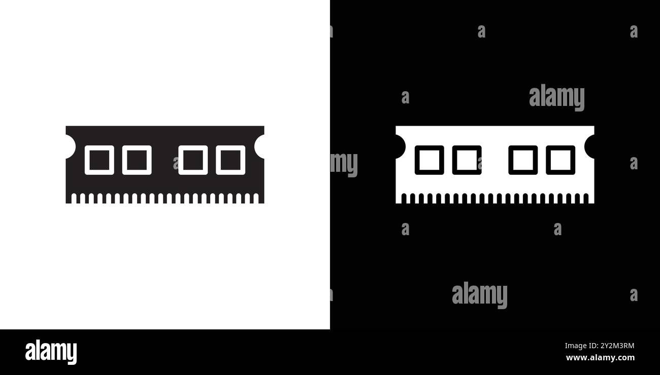 memory, ram icon Black line art vector in black and white outline set ...