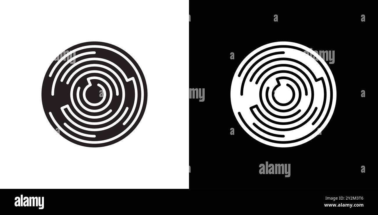 Labyrinth icon Black line art vector in black and white outline set ...