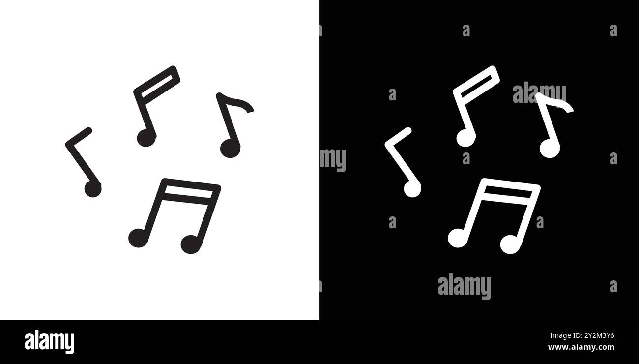 Music icon Black line art vector in black and white outline set ...