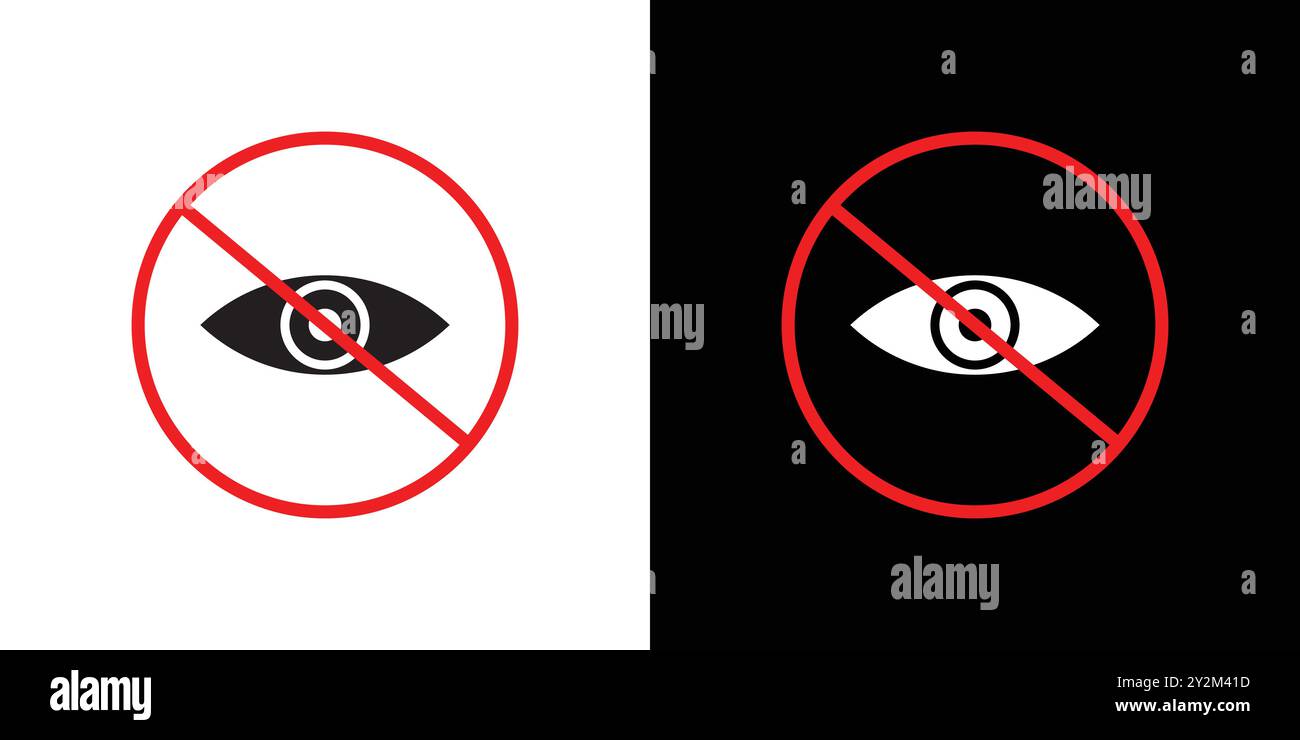 No view icon Black line art vector in black and white outline set ...