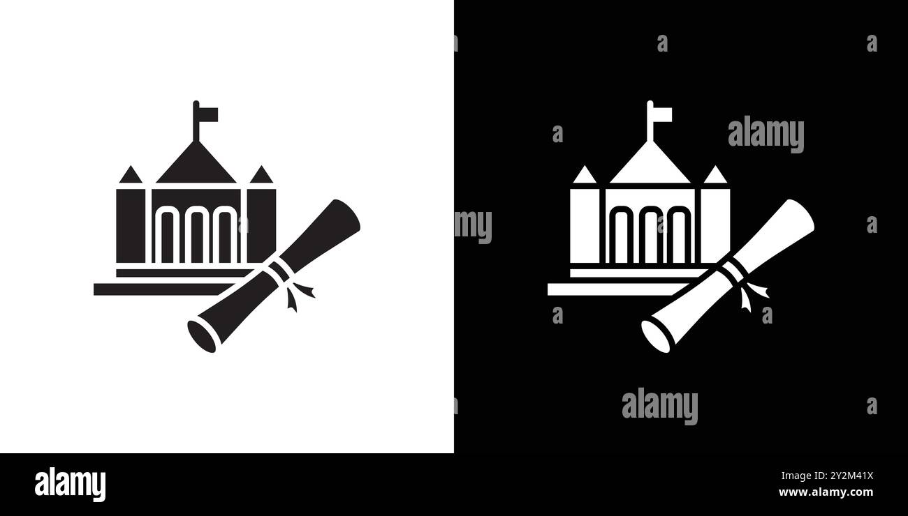 University, college degree icon Black line art vector in black and ...