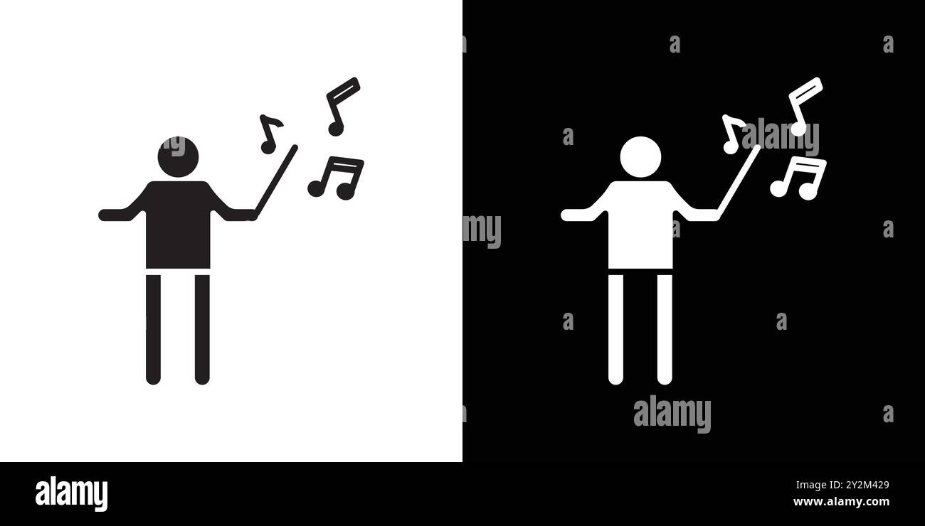 Music conductor icon Black line art vector in black and white outline ...