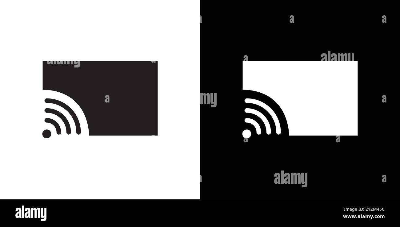 Screen cast icon Black line art vector in black and white outline set ...