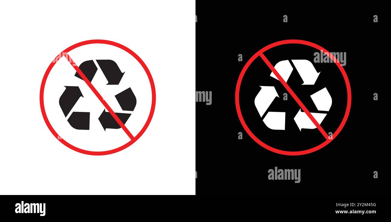 Non Recyclable icon Black line art vector in black and white outline ...