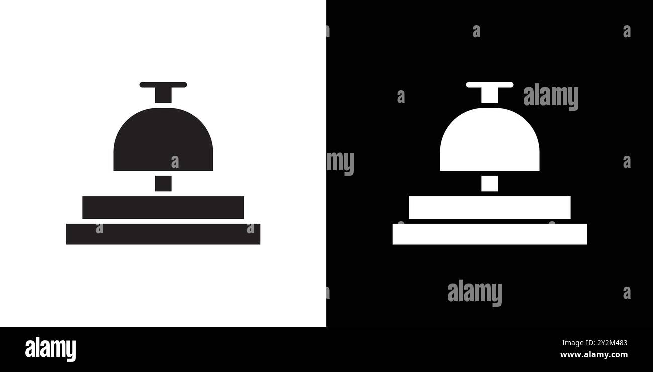 Service bell icon Black line art vector in black and white outline set ...