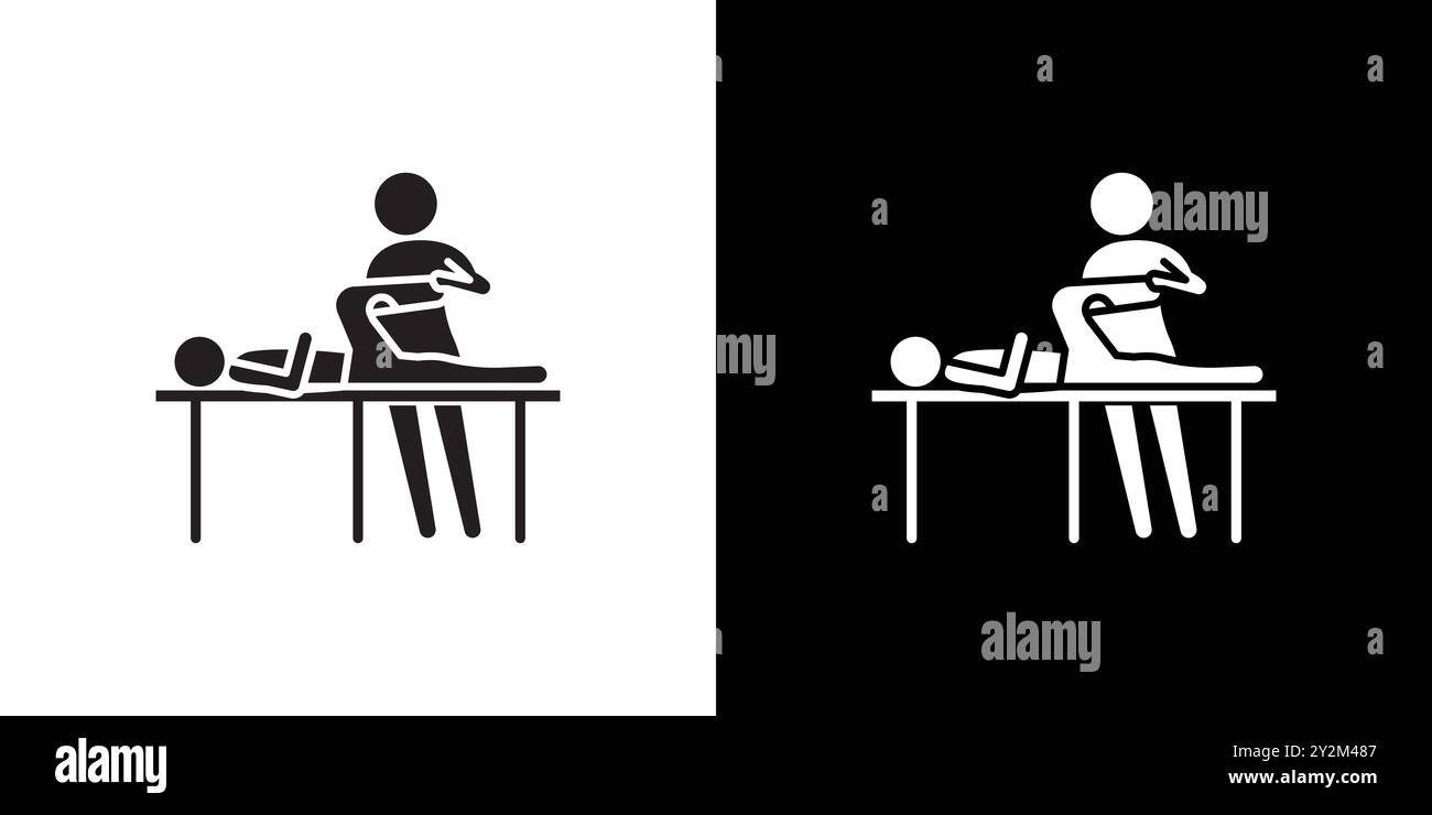 Physiotherapy icon Black line art vector in black and white outline set ...