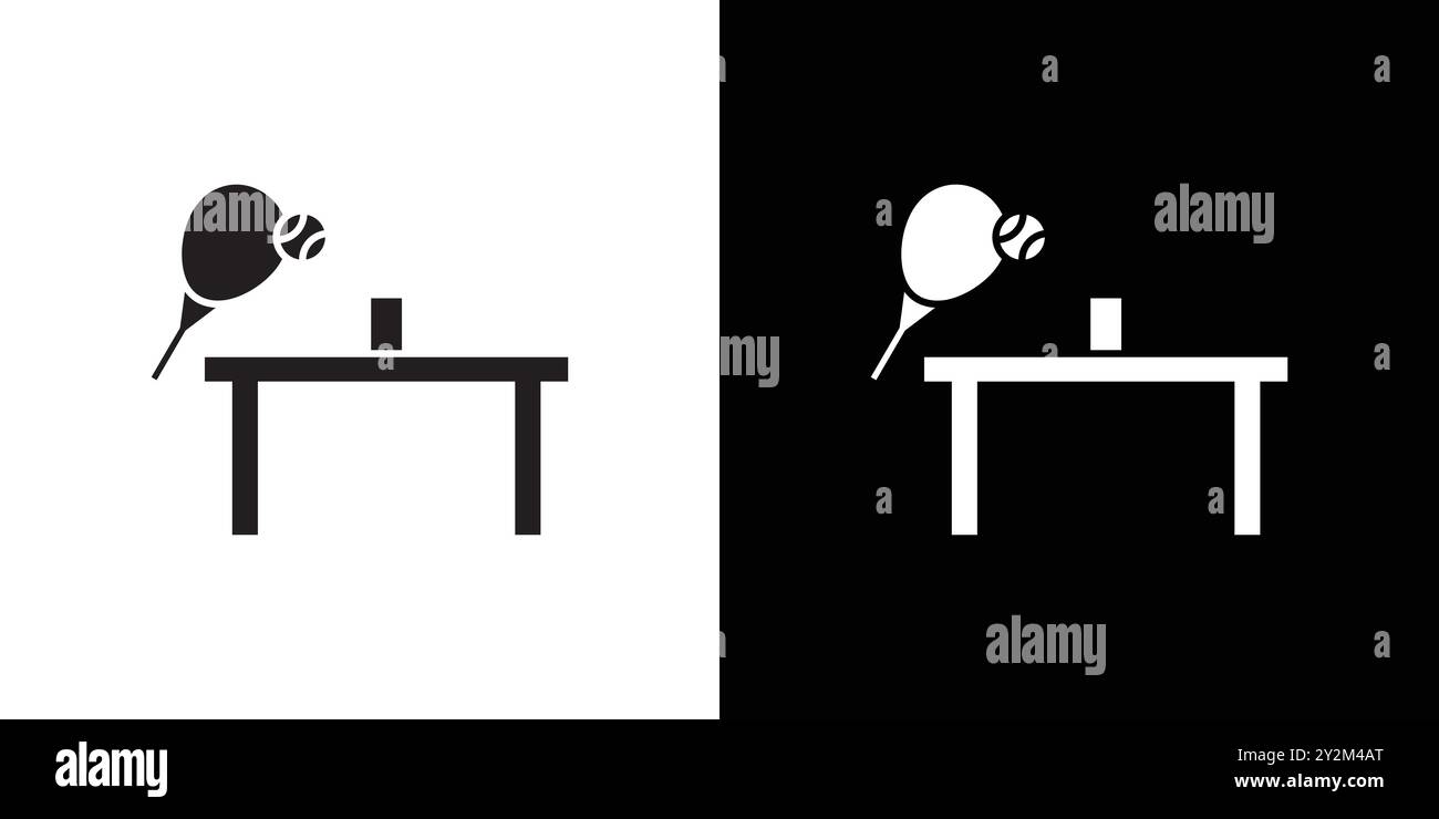 Ping-pong, table tennis icon Black line art vector in black and white ...