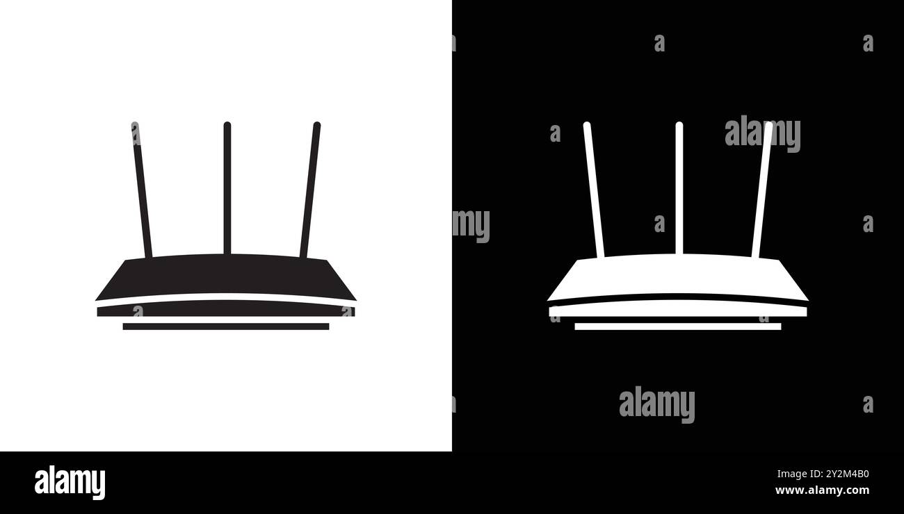 router icon Black line art vector in black and white outline set ...