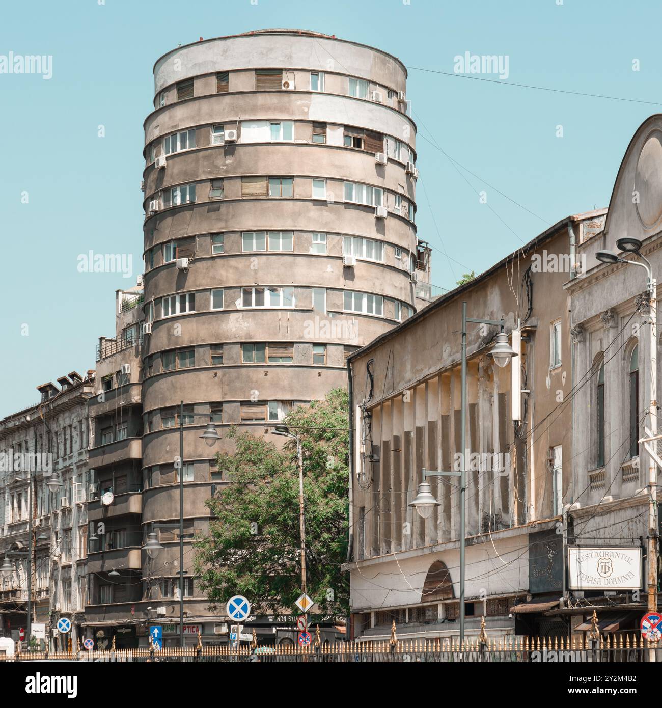 Bucharest, Romania, July 17, 2024. Historic modernist concrete ...
