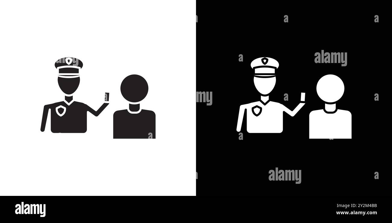Police officer giving fine icon Black line art vector in black and ...