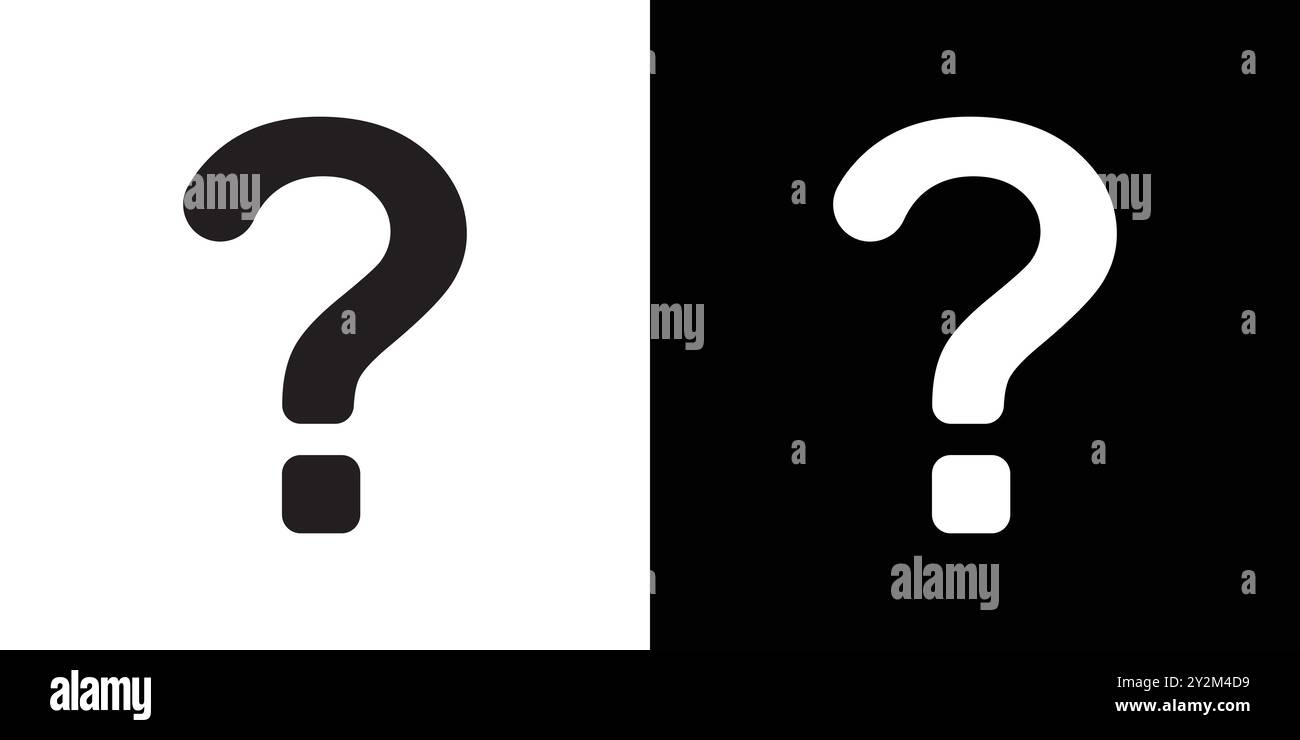 Question mark icon Black line art vector in black and white outline set ...