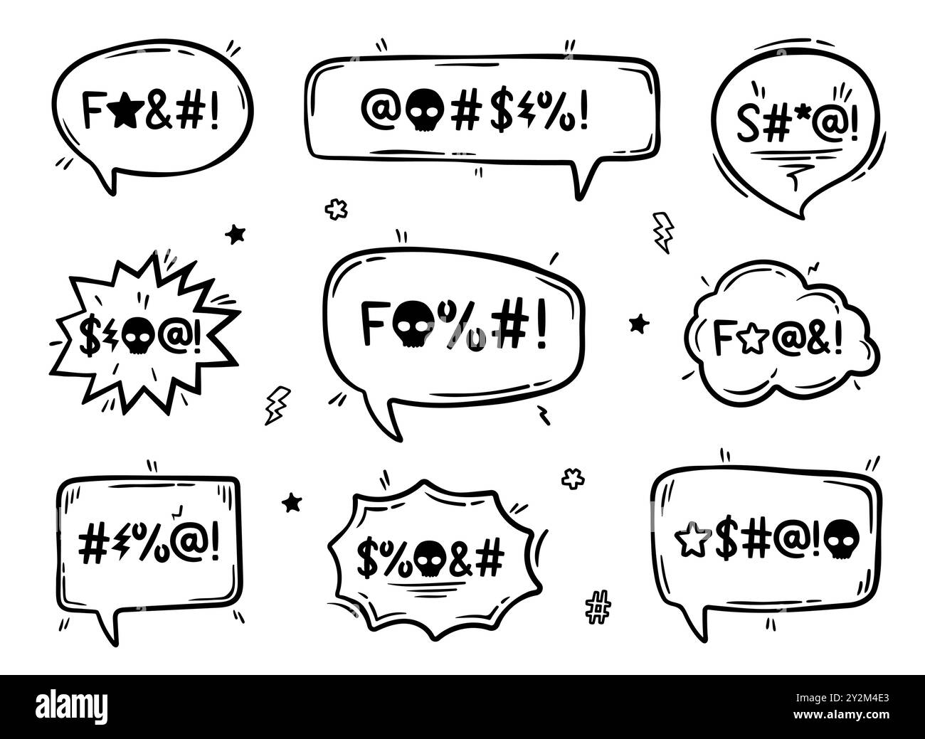 Hate angry talk, comic swear speech bubbles. Aggressive expletive curse ...