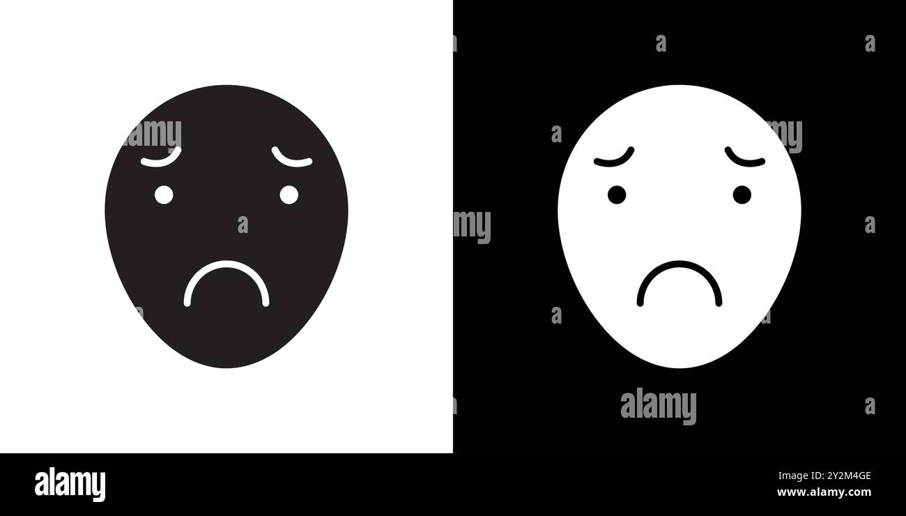 Regret expression icon Black line art vector in black and white outline ...