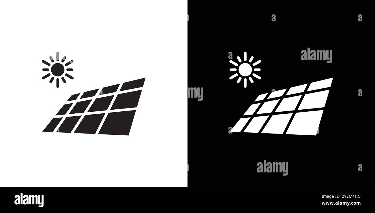 Solar panels icon Black line art vector in black and white outline set ...