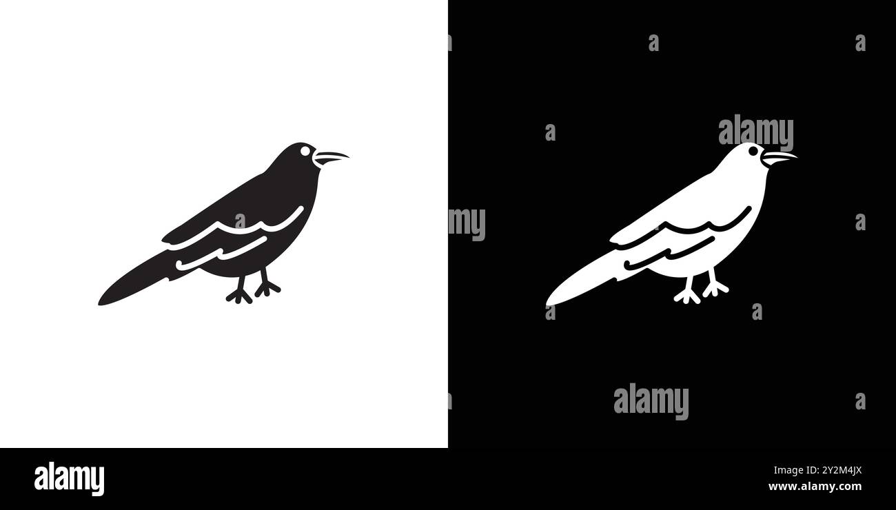 raven icon Black line art vector in black and white outline set ...