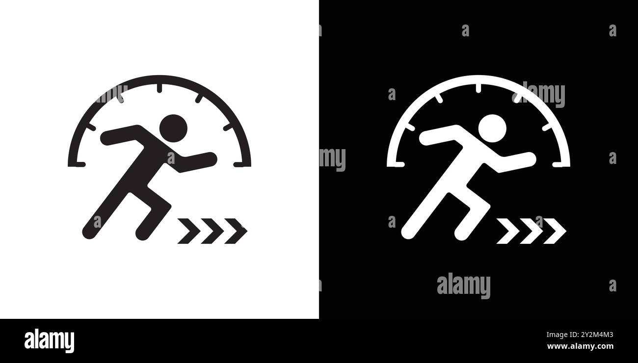 running Speed icon Black line art vector in black and white outline set ...