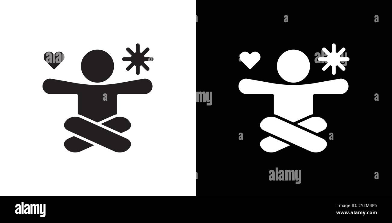 stress management icon Black line art vector in black and white outline ...